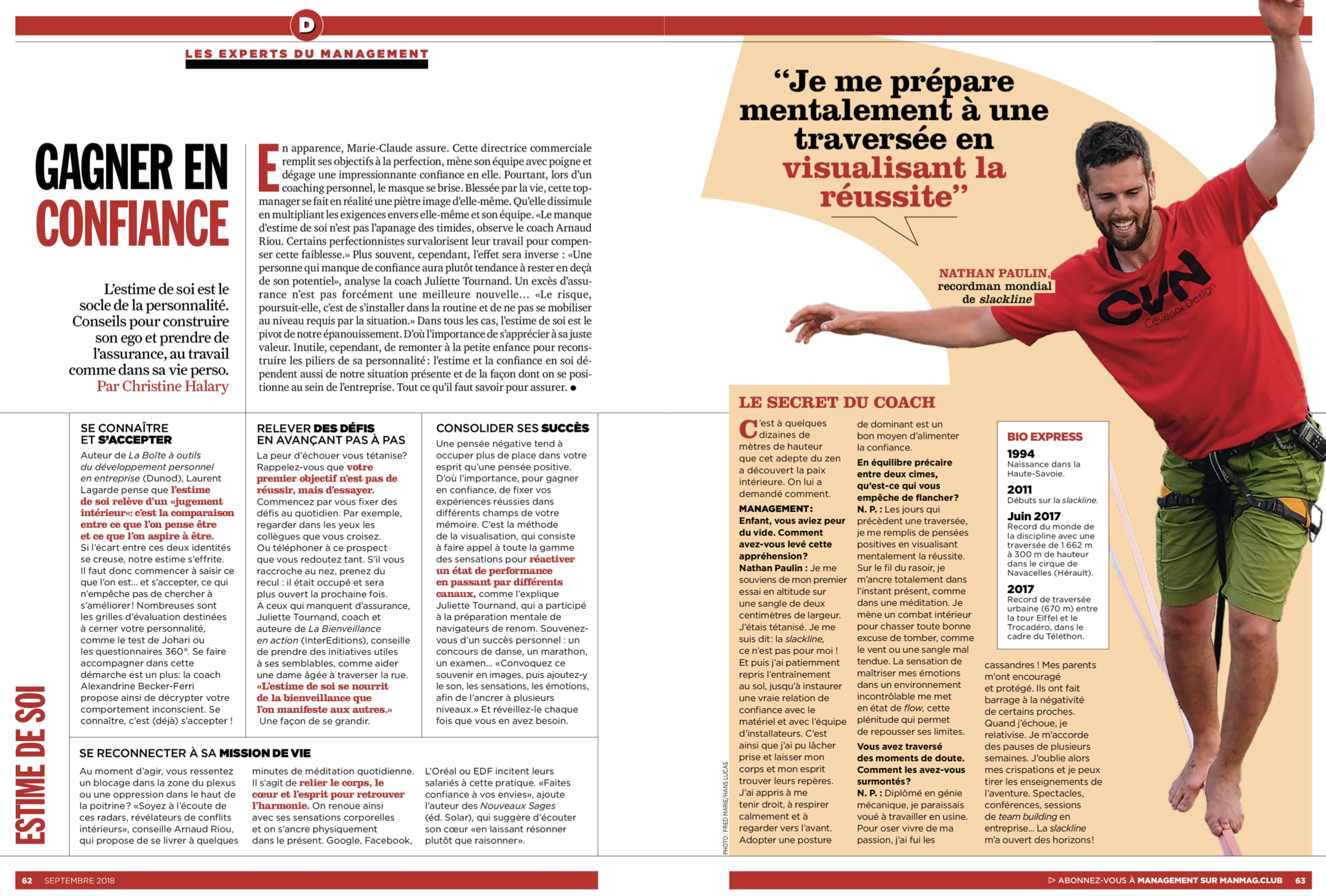 Couverture Management Magazine septembre 2018 – Nathan Paulin